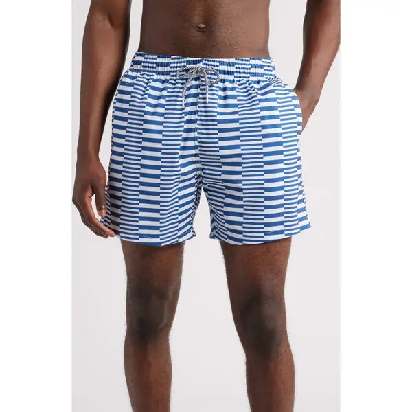 BOARDIES Striped Swim Trunks - Navy/ White