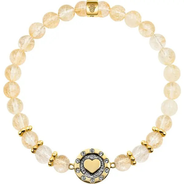 KARMA AND LUCK Citrine Heart Charm Bracelet - Yellow