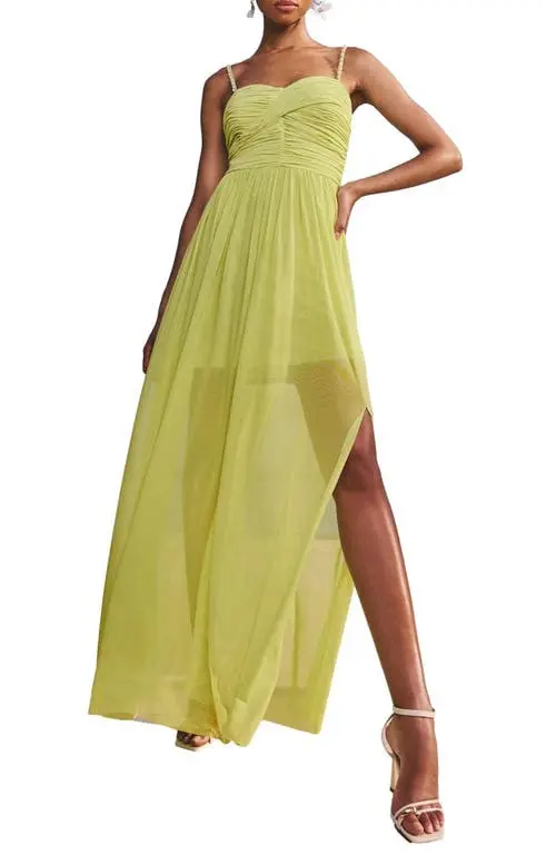 LIPSY Embellished Strap Ruched Maxi Dress - Green