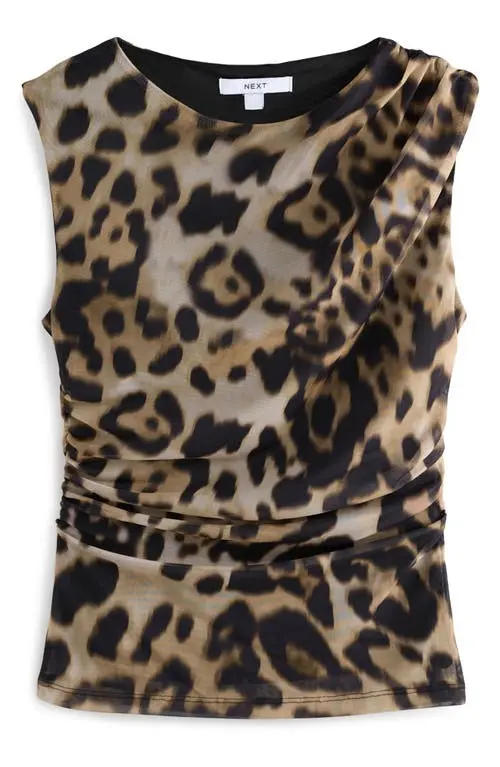 NEXT Leopard Print Mesh Top