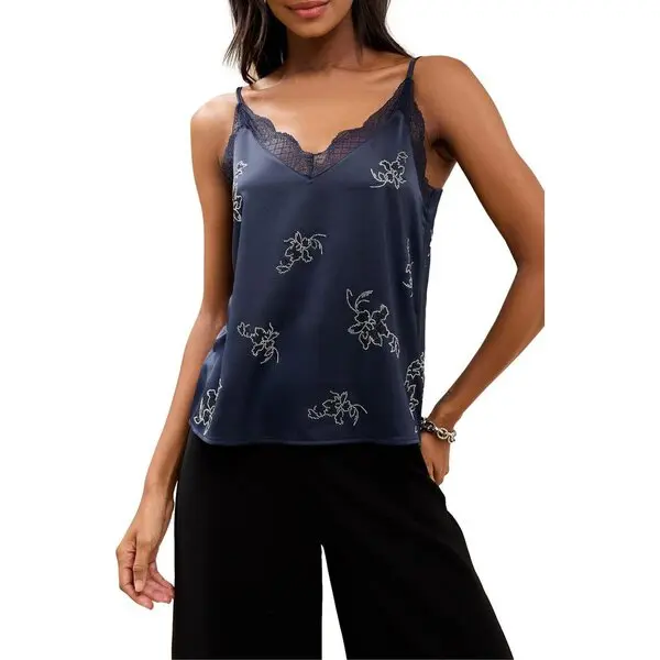 LIPSY Crystal Embellished Lace Trim Satin Camisole