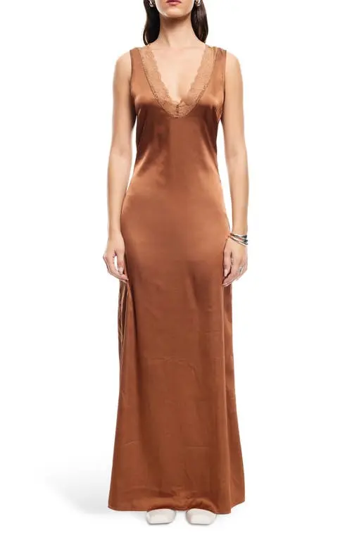 Lioness Lace Trim Satin Maxi Dress