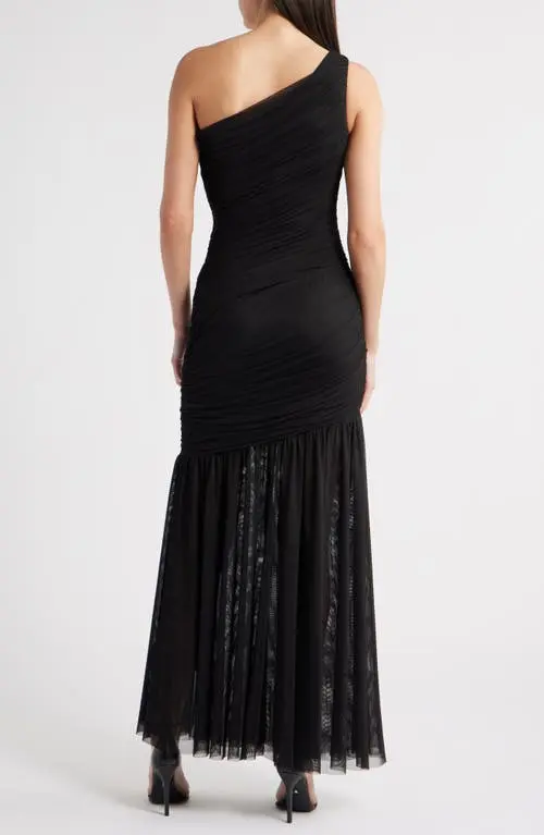 Vince Camuto Drape One-shoulder Mesh Gown
