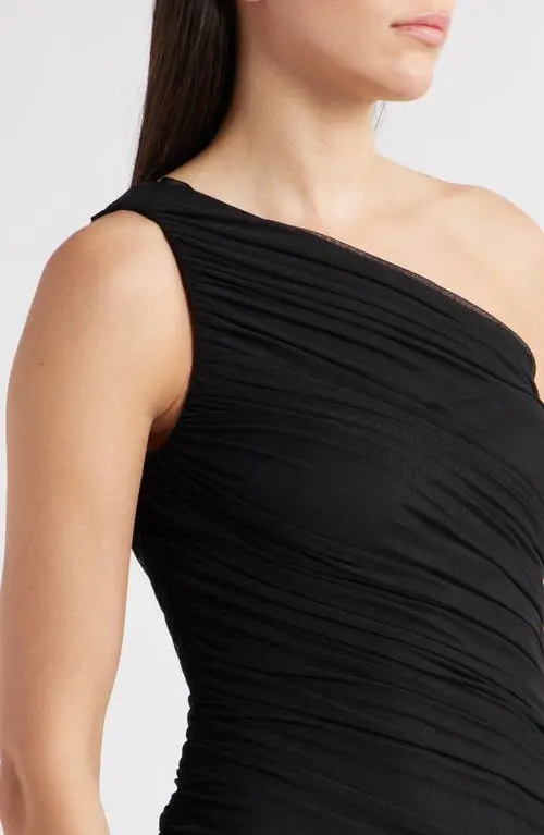 Vince Camuto Drape One-shoulder Mesh Gown