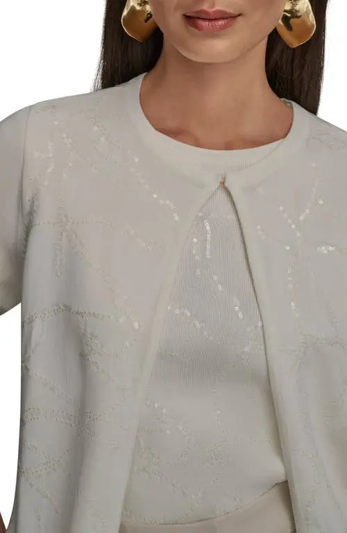 Donna Karan New York Sequin Patterned Cardigan