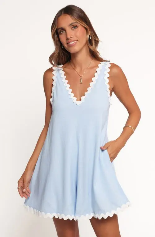 PETAL & PUP Aoife Rickrack Trim Romper - Light Blue