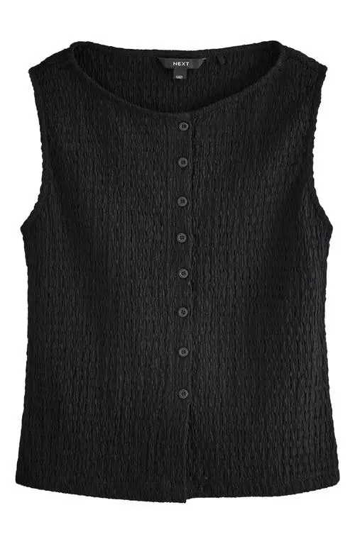 NEXT Textured Sleeveless Button-up Top - Black