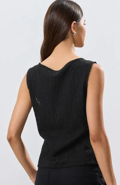 NEXT Textured Sleeveless Button-up Top - Black