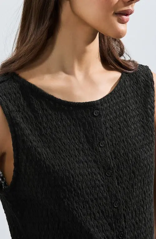 NEXT Textured Sleeveless Button-up Top - Black