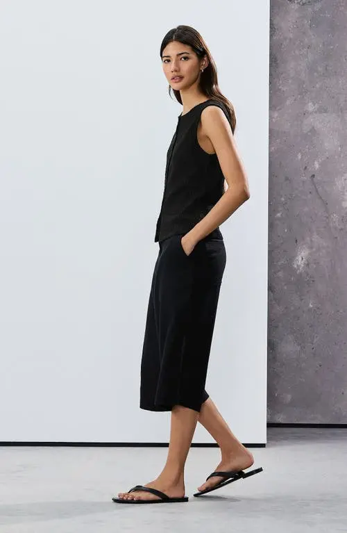 NEXT Textured Sleeveless Button-up Top - Black