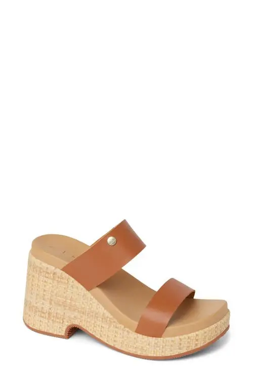 Reef Sunset Ibiza Platform Slide Sandal - Leather Brown