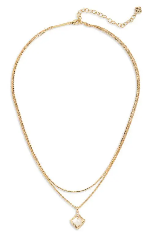 Kendra Scott Joelle Pendant Layered Necklace - Gold Ivory Mother Of Pearl
