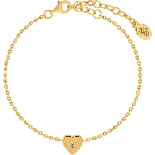 KARMA AND LUCK Sweetheart Energy Diamond Heart Charm Bracelet - Gold