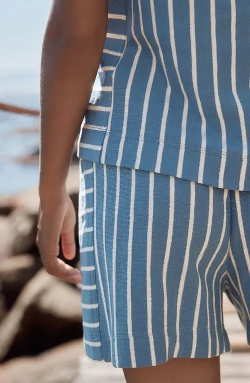 NEXT Cotton Terry Cloth Striped Shorts - White