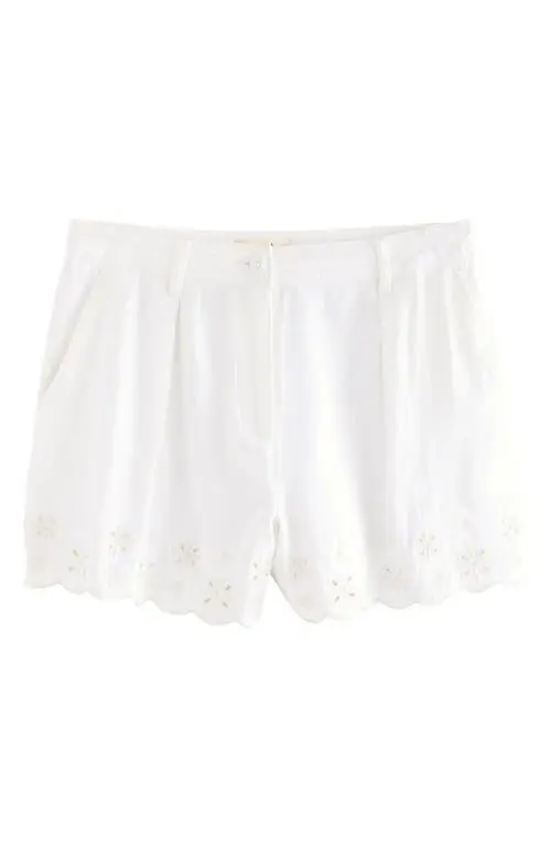 NEXT Embroidered Eyelet Linen Blend Shorts