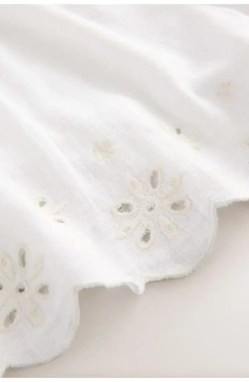 NEXT Embroidered Eyelet Linen Blend Shorts
