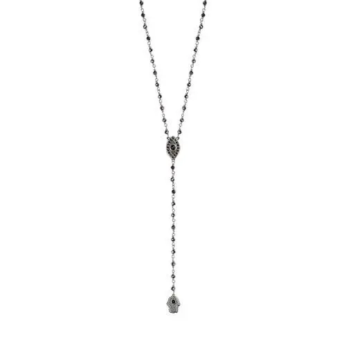 KARMA AND LUCK Stand In Strength Rosary Hematite Stone Necklace