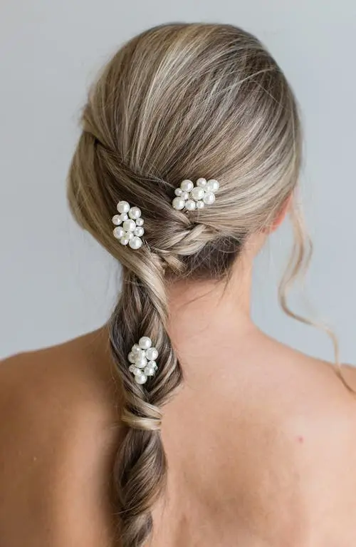 Brides & Hairpins Ataya Set Of 3 Faux Pearl Hair Combs - Silver