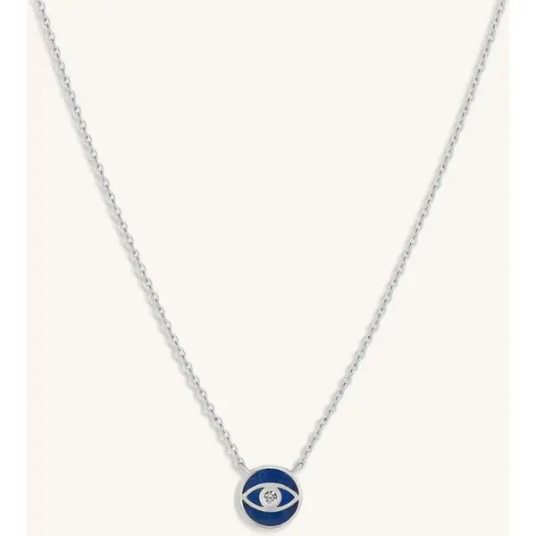 KARMA AND LUCK Lapis Lazuli Evil Eye Charm Necklace - Silver/navy Blue