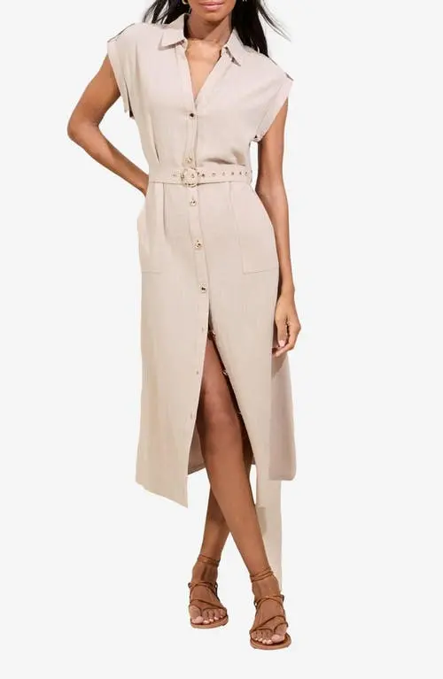 LIPSY Belted Cap Sleeve Midi Shirt Dress