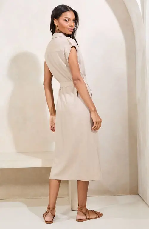 LIPSY Belted Cap Sleeve Midi Shirt Dress