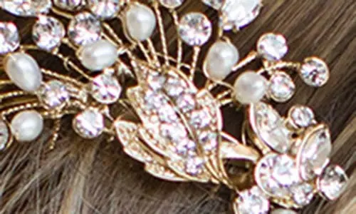 Brides & Hairpins Kalene Crystal & Freshwater Pearl Hair Comb - Gold