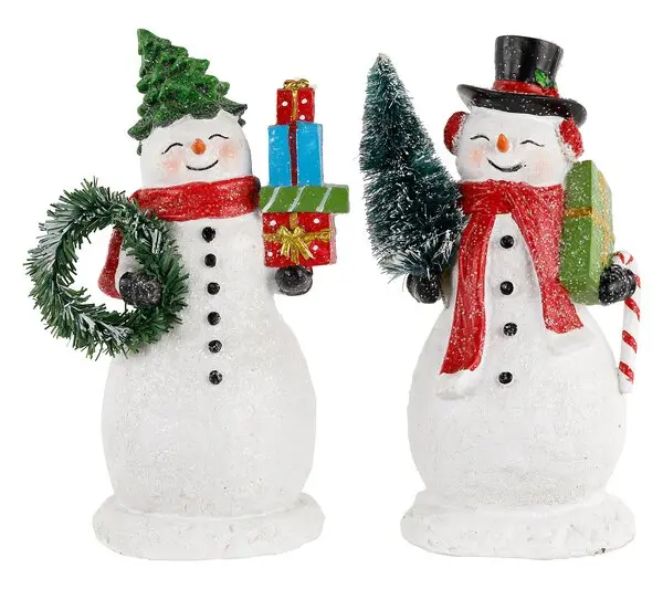 NORTHLIGHT 8' Snowmen Couple Christmas Figurine 2-piece - One-color