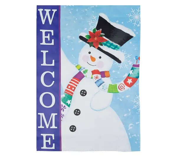 NORTHLIGHT Snowman 'welcome' Christmas Yard Fla 40' X 28 - One-color