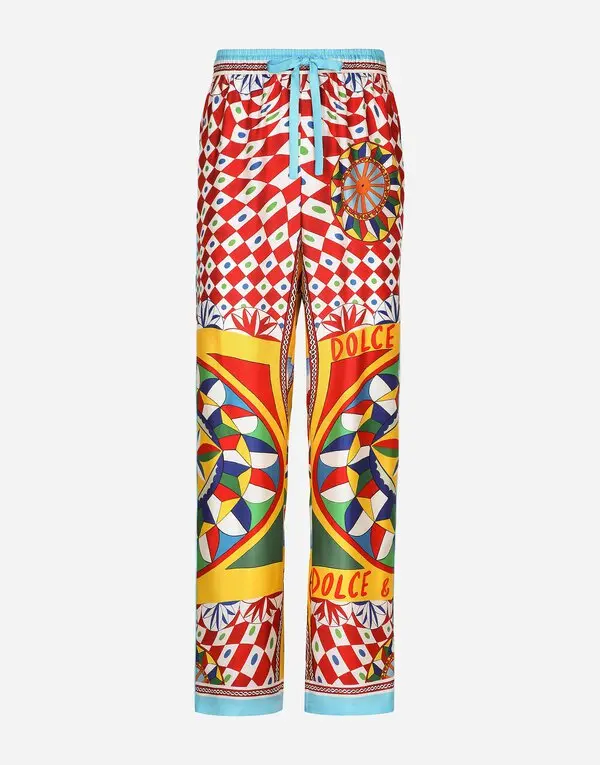 Dolce & Gabbana Carretto-print Silk Twill Jogging Pants - Red