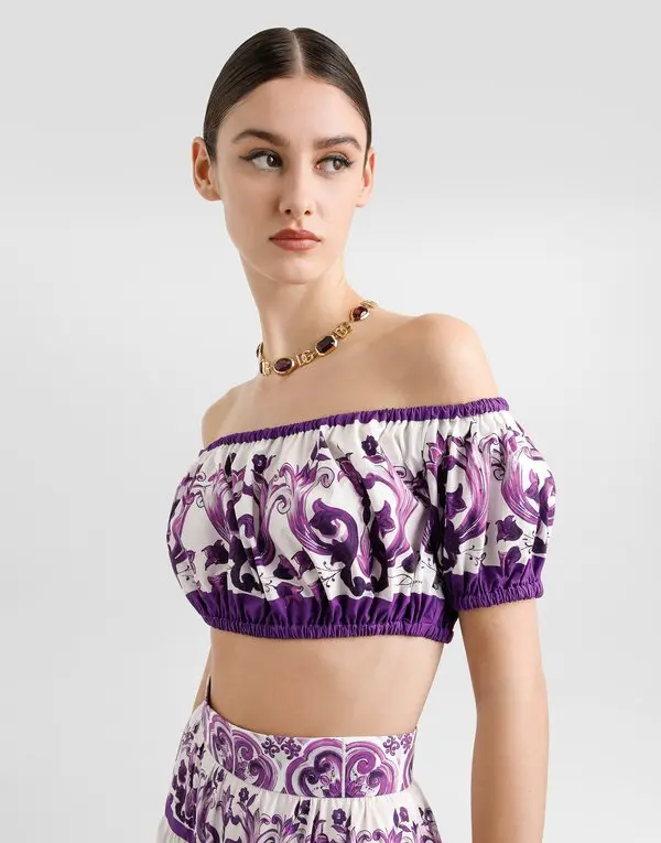 Dolce & Gabbana Majolica-print Poplin Top - Multicolor