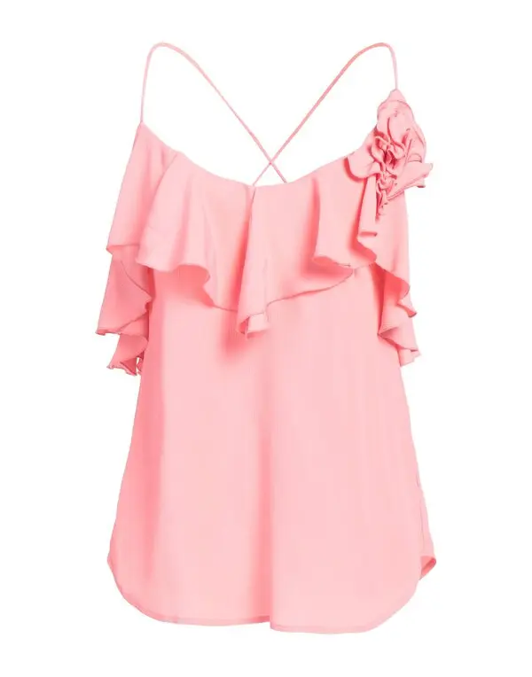 MANILA GRACE Ruched Top With Ruffles And Appliqués