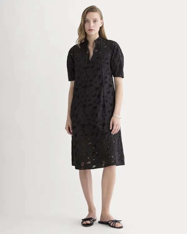 Everlane Eyelet Midi Dress - Black