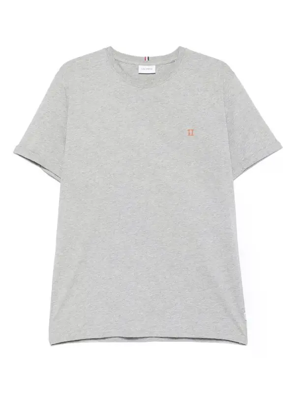 LES DEUX Logo-embroidered T-shirt - Grey