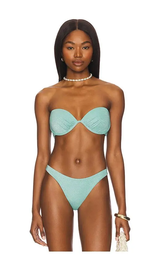 VITAMIN A Mabel Bikini Top - Aqua Metallic