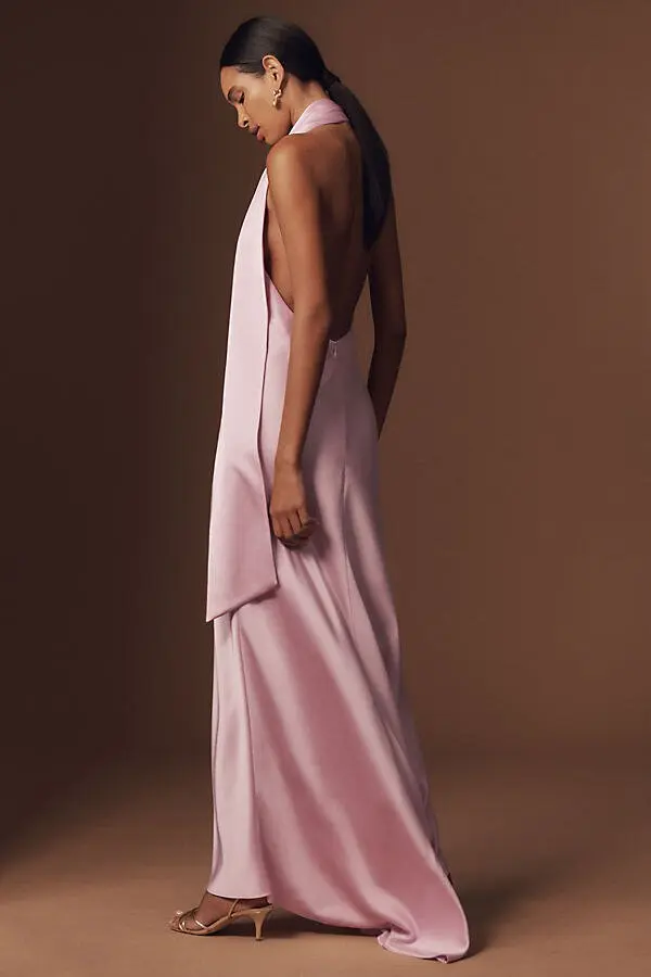 Significant Other Adriana Mock-neck Halter Midi Dress