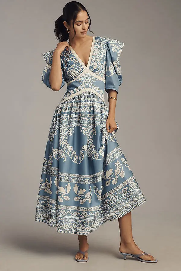 elsa blue dress frozen 1 Farm Rio Flowers Beach Maxi Dress