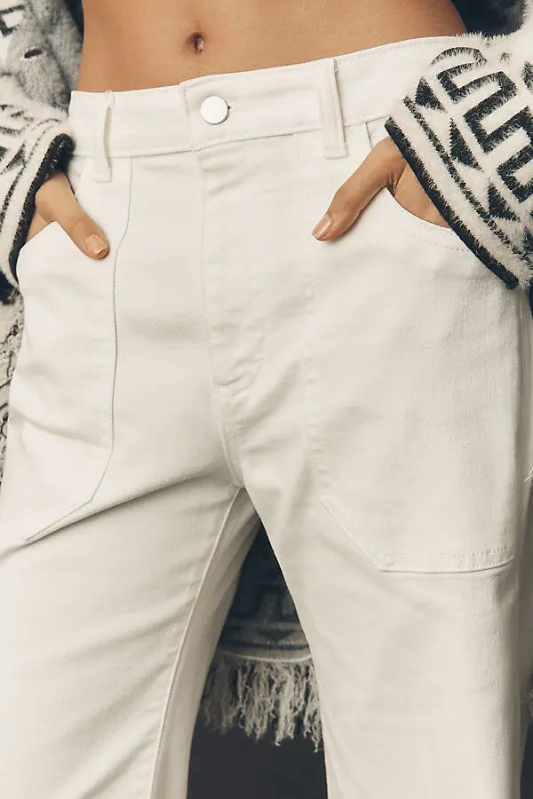 PILCRO Rylan Relaxed High-rise Flare Jeans - Chalk White