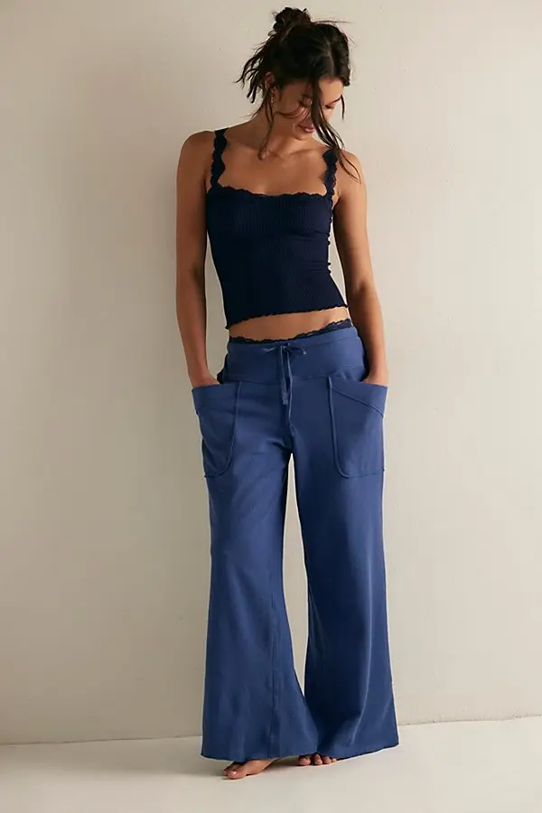 Free People Staycation Lounge Pants - Blackbird Blue
