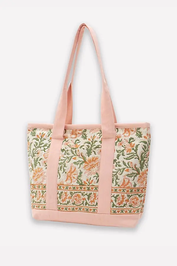 ANCHAL Floral Block Print Mini Tote Bag