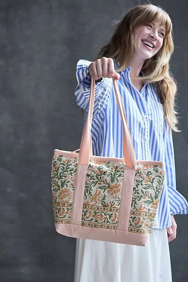 ANCHAL Floral Block Print Mini Tote Bag