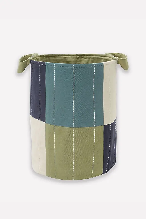 ANCHAL Checkered Fabric Storage Bin - Sage
