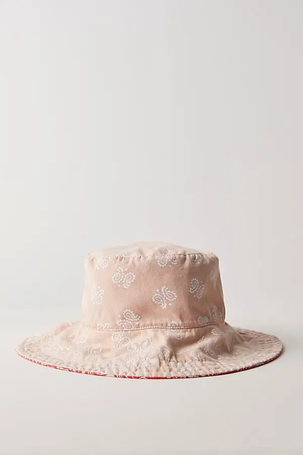Free People Paisley Bandana Bucket Hat - Red | Editorialist display picture 3