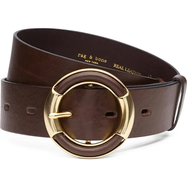 Rag & Bone Marina Leather Wide Belt - Dark Espresso