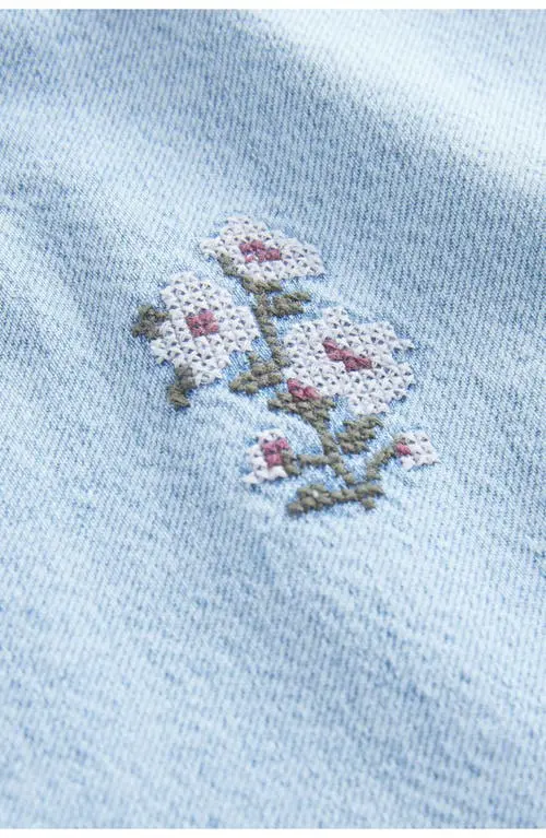 NEXT Floral Cross-stitch Denim Shift Dress