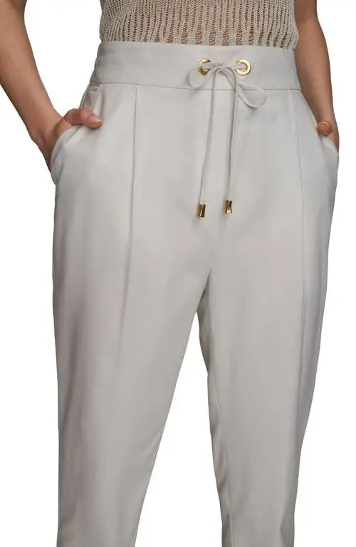 Donna Karan New York Cuffed Cotton Blend Drawstring Pants