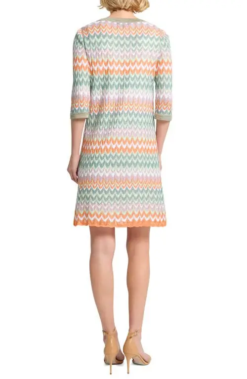 Misook Pointelle Zigzag Knit Shift Dress