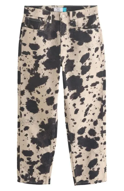 NEXT Cow Print Straight Leg Jeans - Brown
