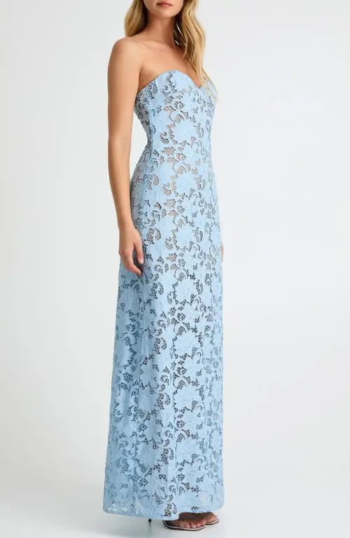 Helsi Lindsey Strapless Floral Lace Gown - Mineral Blue | Editorialist