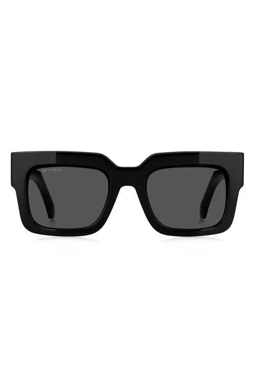 Etro 52mm Rectangular Sunglasses - Black/ Grey