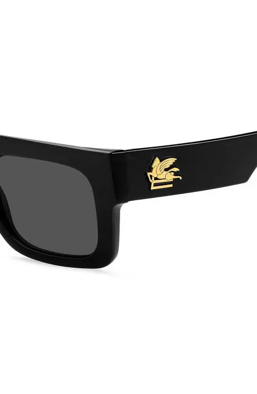 Etro 52mm Rectangular Sunglasses - Black/ Grey